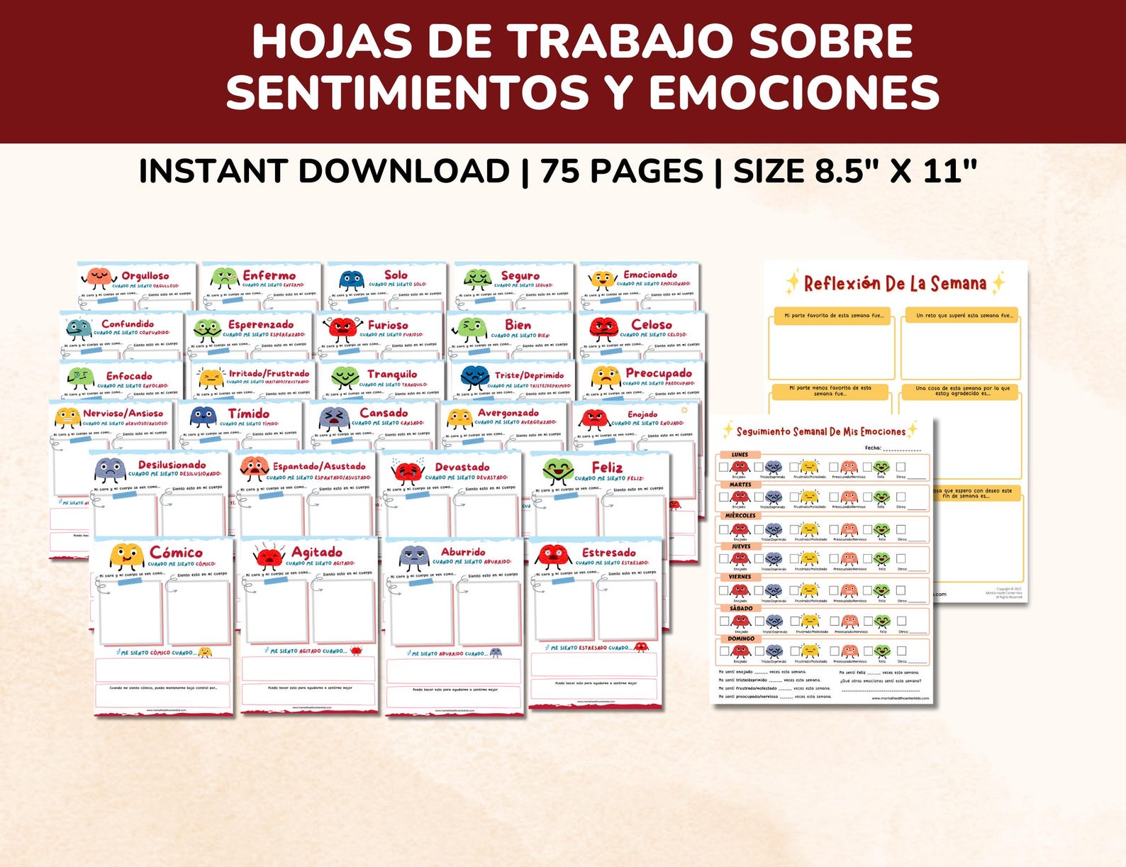 Spanish Feelings/emotions Worksheets 20 Page Bundle Kids-teens - Hojas ...