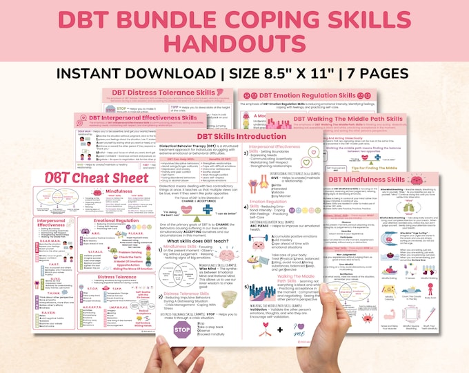 DBT Coping Skills Bundle Teens Adults, Dialectical Behavior Therapy ...