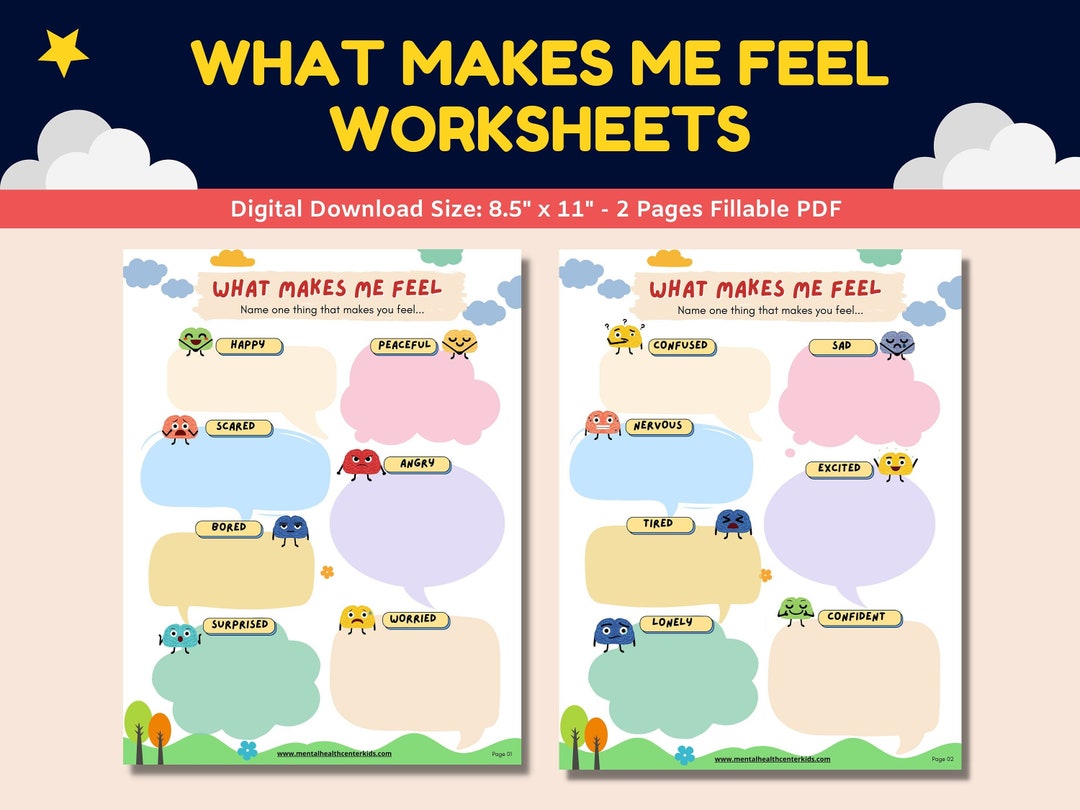 What Makes Me Feel Printable Worksheet for Kids-feelings & - Etsy