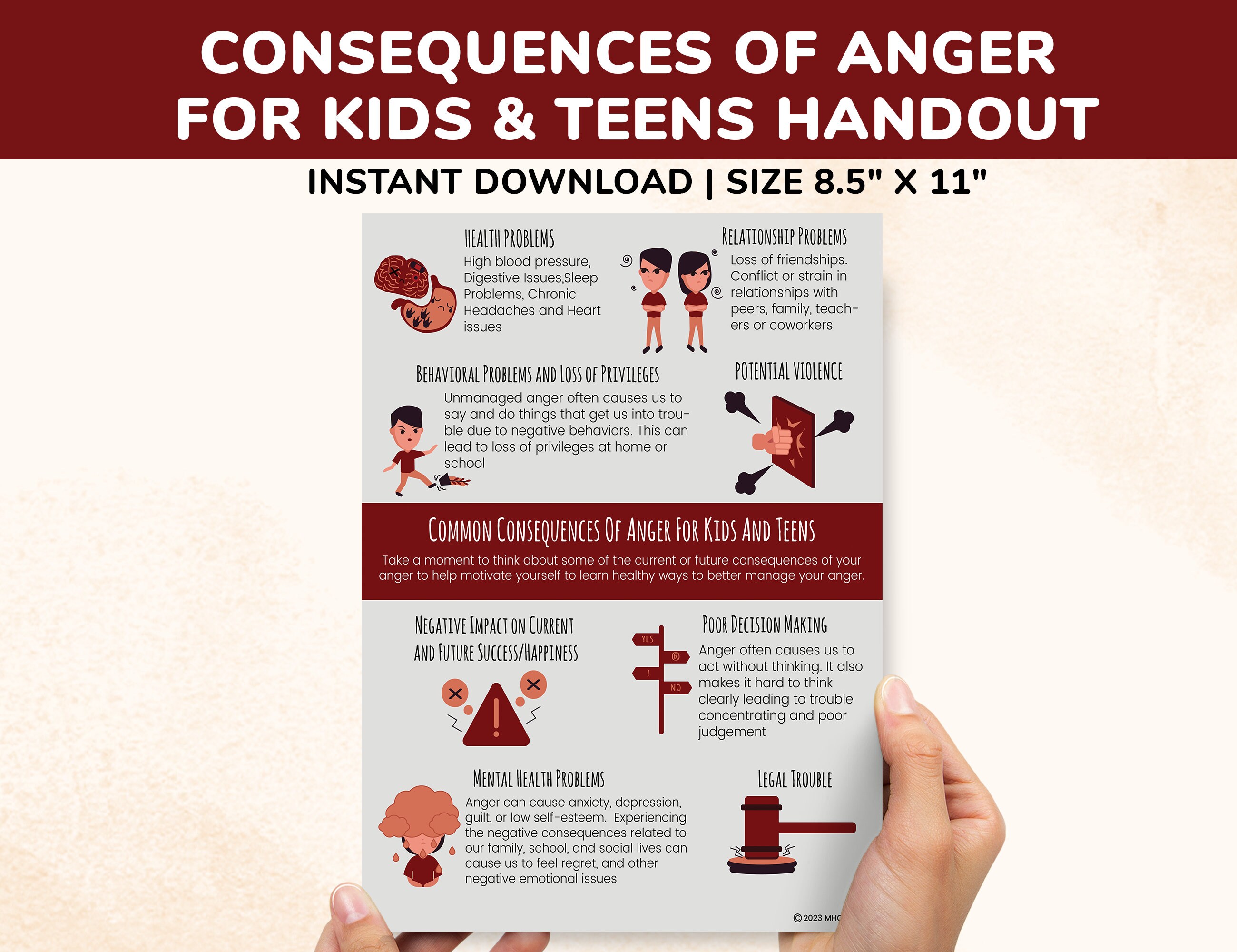 Anger Management Coping Skills Printable Poster Bundle for Kids & Teens ...