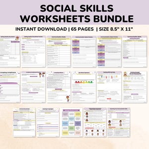 Social Skills Worksheets Bundle for Kids-teens-students-65 Pages ...