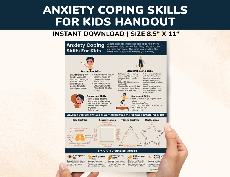 Anxiety Coping Skills for Kids Printable Poster - Anxiety Awareness ...