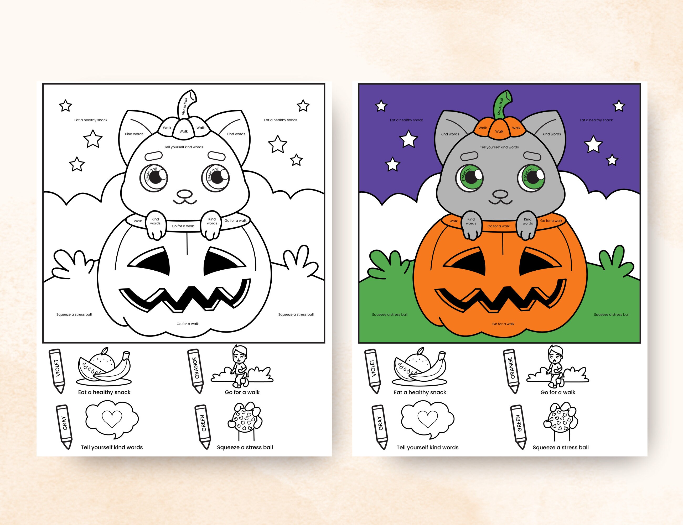 Halloween Color by Coping Skills Coloring Pages Book Printable for Kids ...