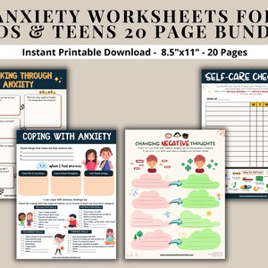 Anxiety Worksheets 20 Pg Printable Bundle for Kids & - Etsy