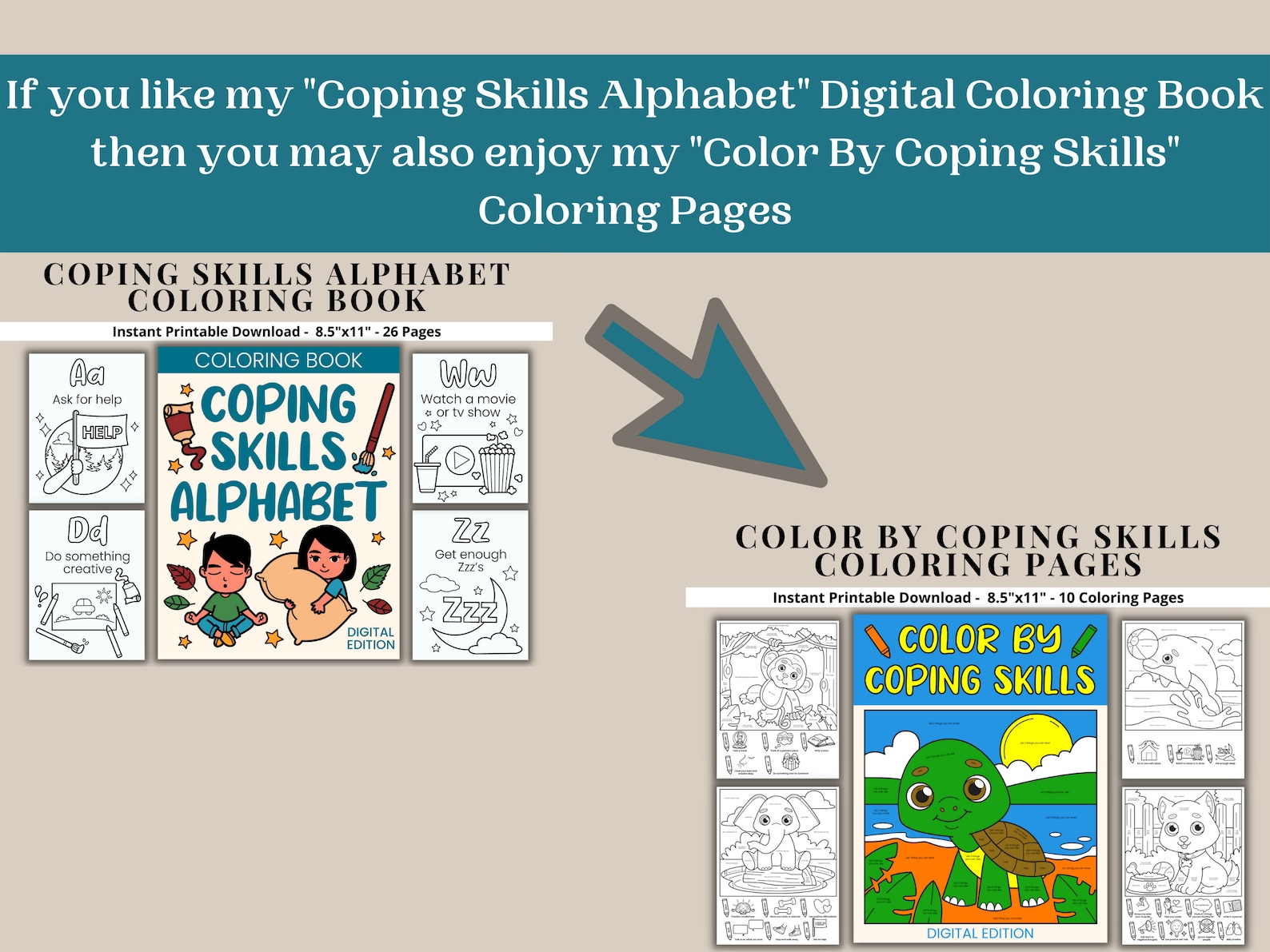 Coping Skills Alphabet Printable Coloring Pages Book Kids Teens Boys ...