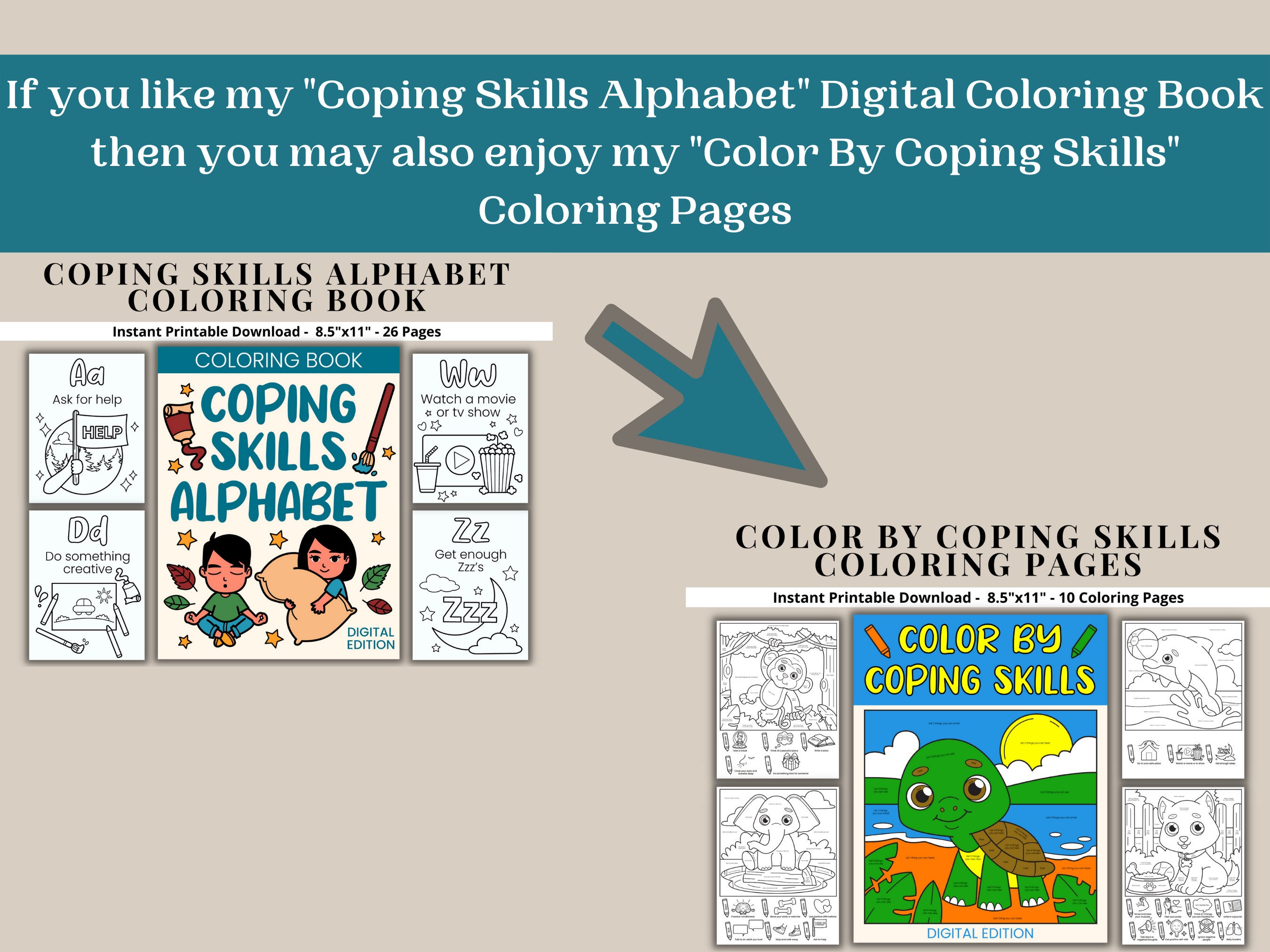 Coping Skills Alphabet Printable Coloring Pages Book Kids Teens Boys ...