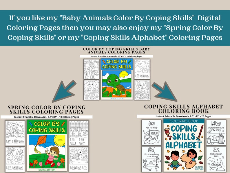 Color by Coping Skills Coloring Pages Book Printable for Kids | Etsy Canada