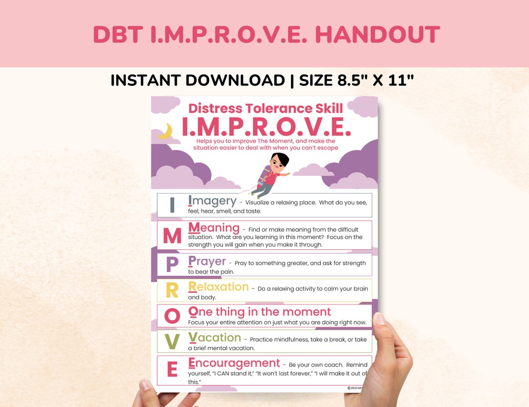 DBT IMPROVE the Moment Handout - Distress Tolerance Skills PDF - Etsy
