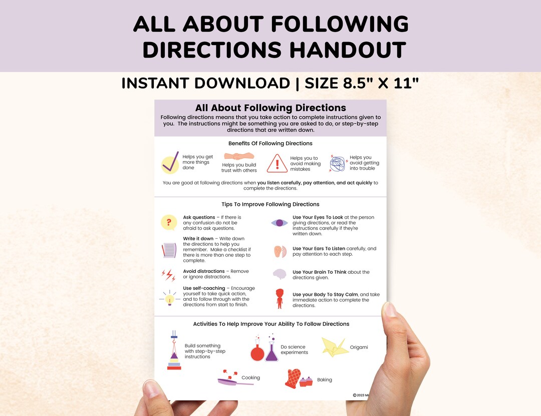 Following Directions Skills Kids Teens Pdf-teaching Social Skills ...