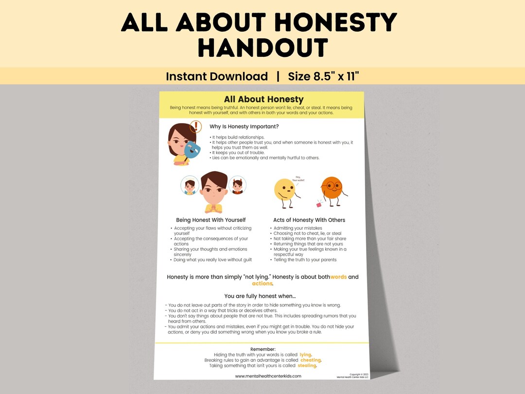 Honesty Poster Character Education for Kids Teens Character - Etsy