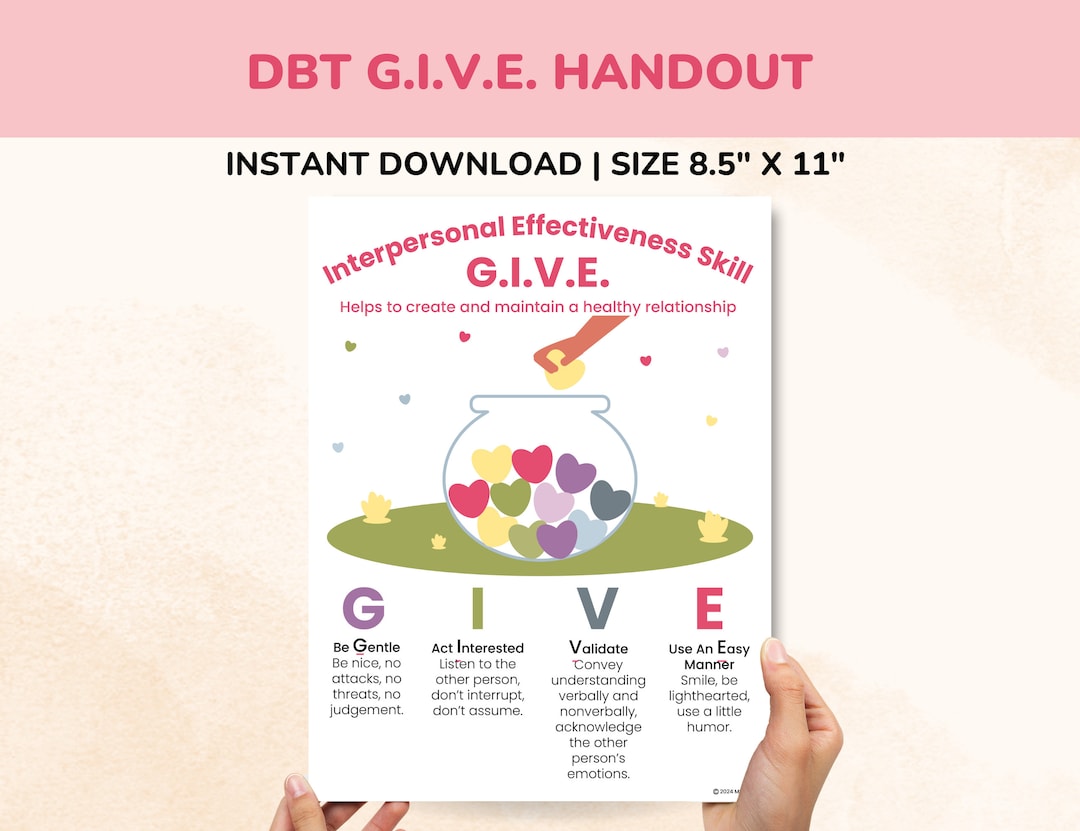 DBT GIVE Handout - Interpersonal Effectiveness Skills Pdf - Etsy