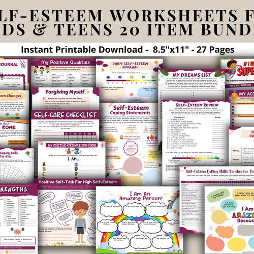 Anxiety Worksheets 20 Pg Printable Bundle for Kids & - Etsy
