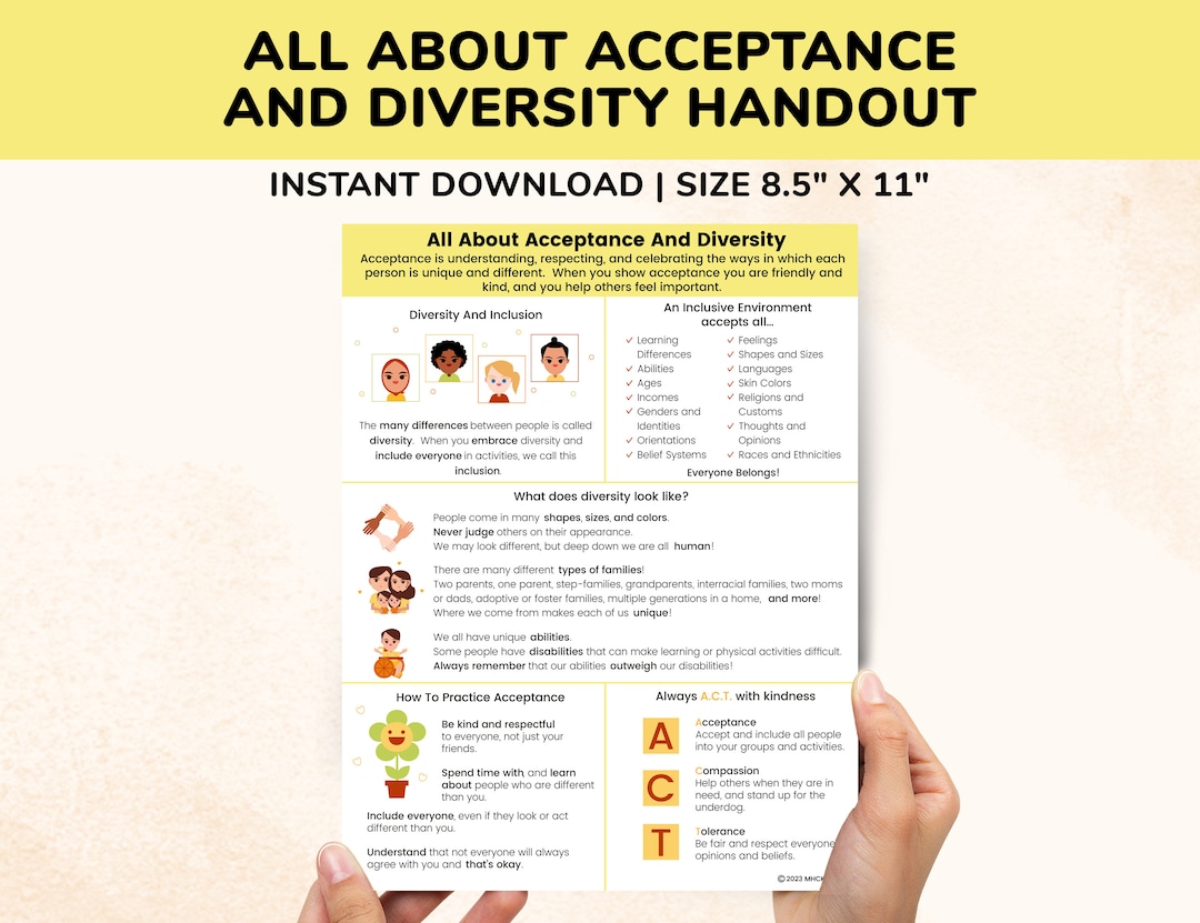 Acceptance & Diversity Printable Poster Tolerance Equality Inclusion ...