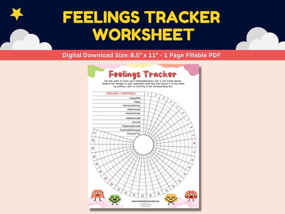 Feelings Emotions Monthly Tracker Printable Worksheet for - Etsy