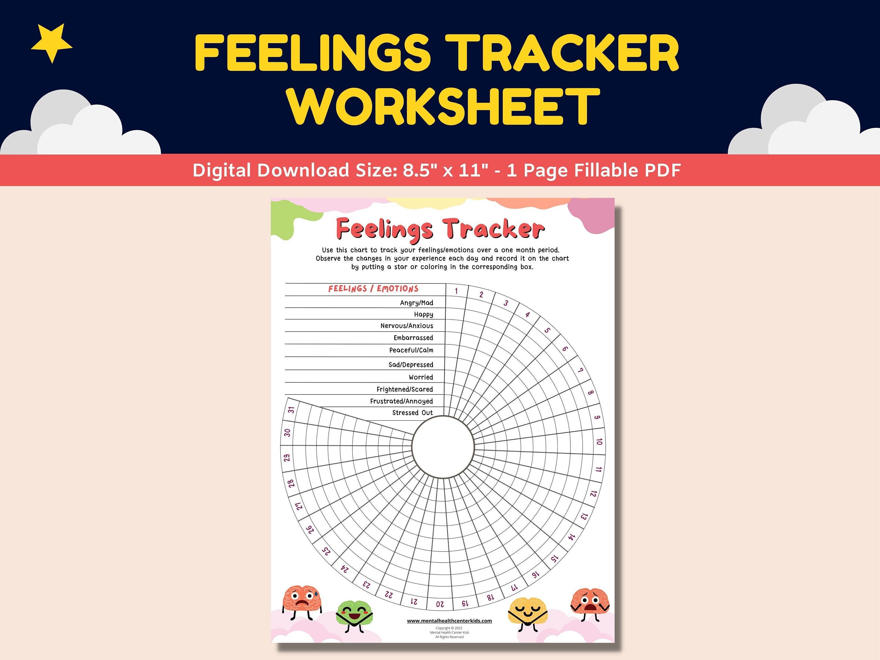 Feelings Emotions Monthly Tracker Printable Worksheet for - Etsy