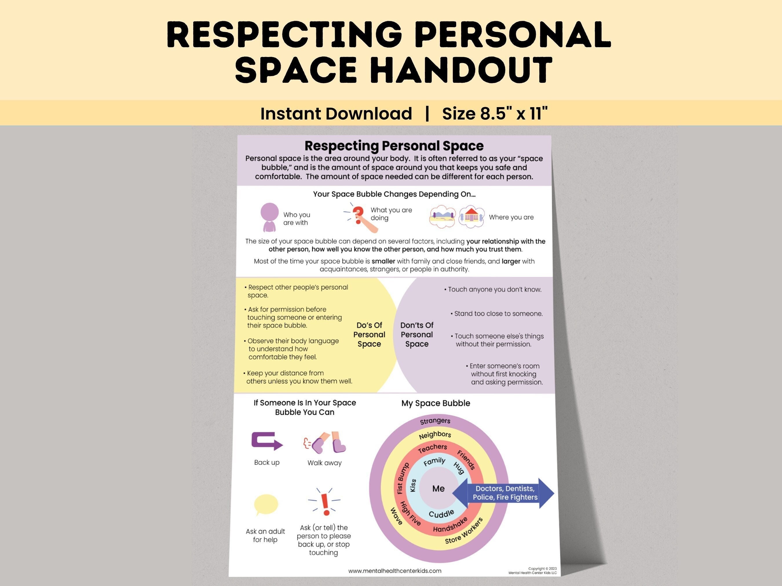 Personal Space Boundaries Poster PDF Kids Teens-social Skills - Etsy UK