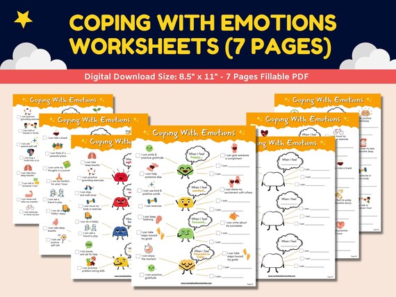 Coping Skills Emoji Worksheets for Kids 7 Pages-feelings - Etsy Canada