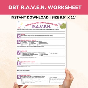DBT RAVEN Worksheet 2-page Fillable Pdf-interpersonal Effectiveness ...