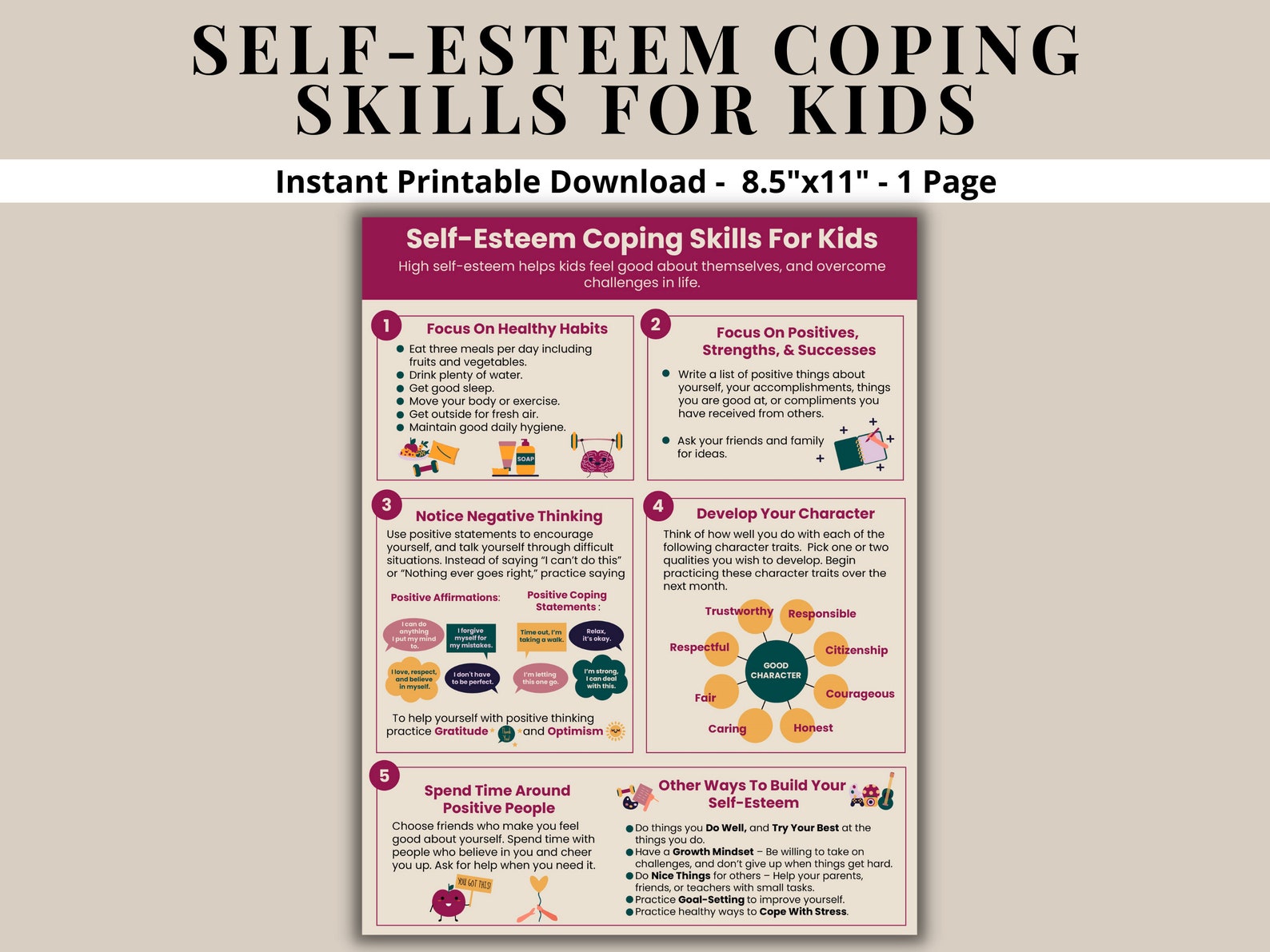 Self-esteem Coping Skills for Kids & Teens Bundle-self - Etsy