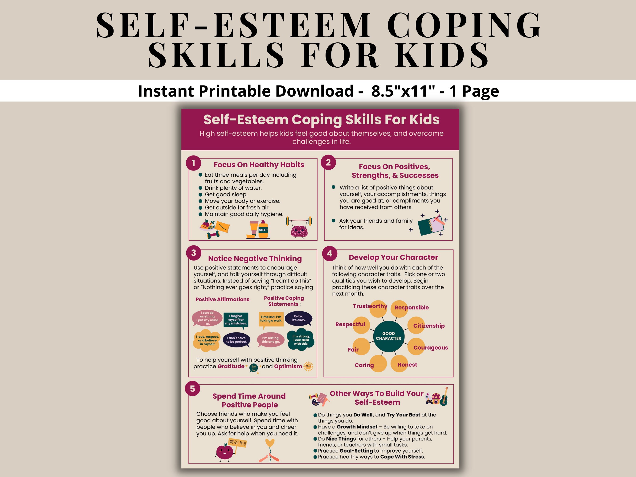 Self-esteem Coping Skills for Kids & Teens Bundle-self - Etsy Canada