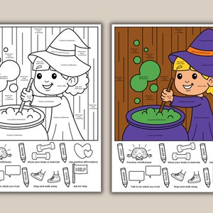 Halloween Color by Coping Skills Coloring Pages Book Printable - Etsy