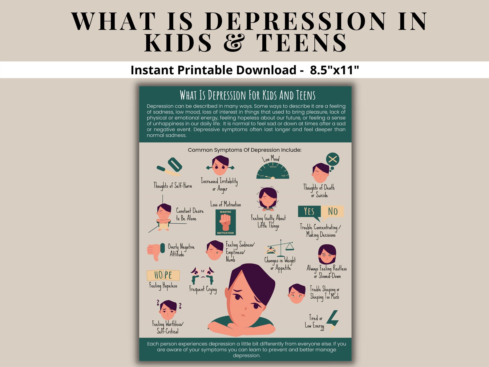 Depression Coping Skills Therapy Counseling Printable Poster | Etsy