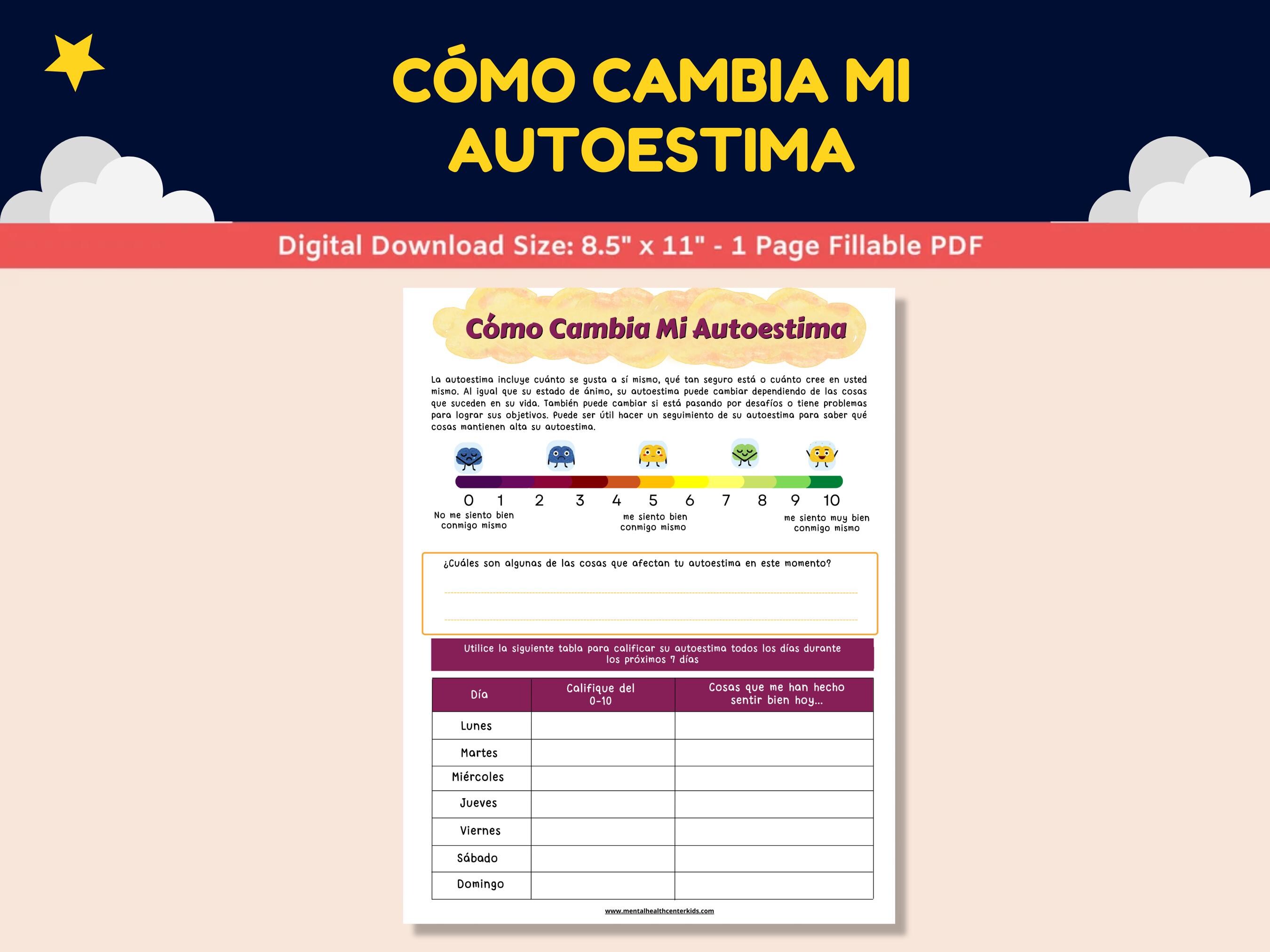 Spanish Self-esteem Worksheet for Kids-teens - Cómo Cambia Mi ...