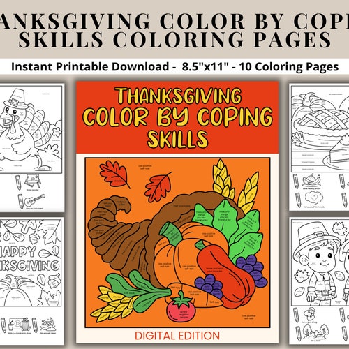 Color by Coping Skills Coloring Pages Book Printable for Kids - Etsy