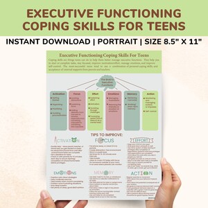 Executive Functioning Coping Skills Printable Handout Poster for Teens ...