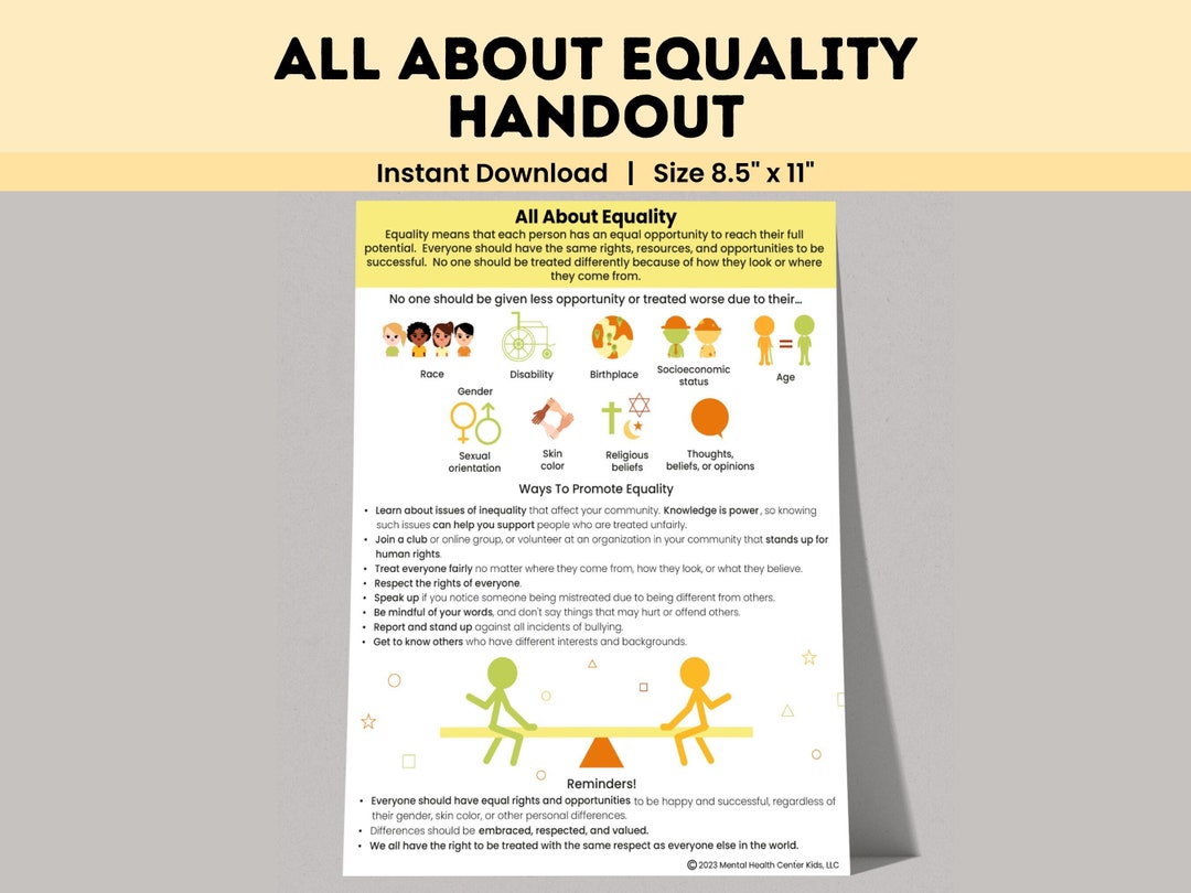 Equality Printable Poster PDF Character Education for Kids - Etsy