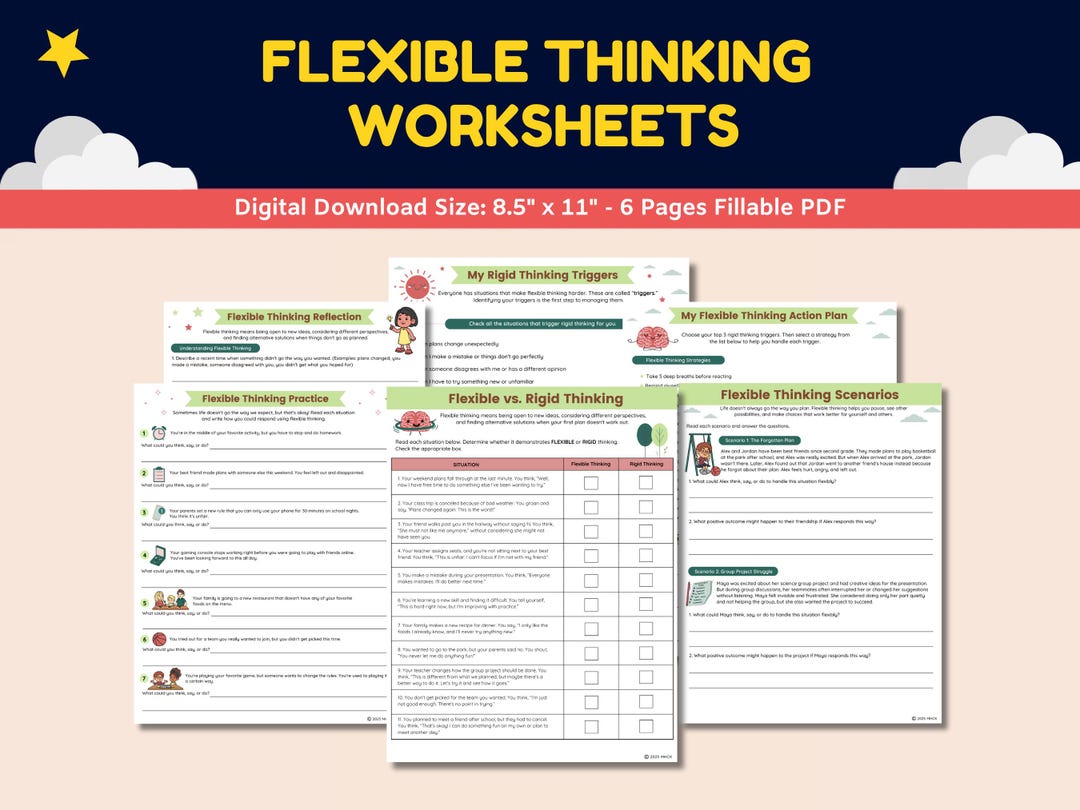 Flexible Thinking Worksheets for Kids-teens-therapy Counseling ...