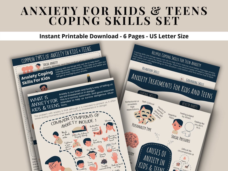Anxiety Coping Skills Printable Handouts Bundle for Kids & - Etsy Canada