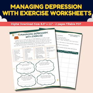Exercise for Depression Mental Health Worksheet for Kids Teens Child ...