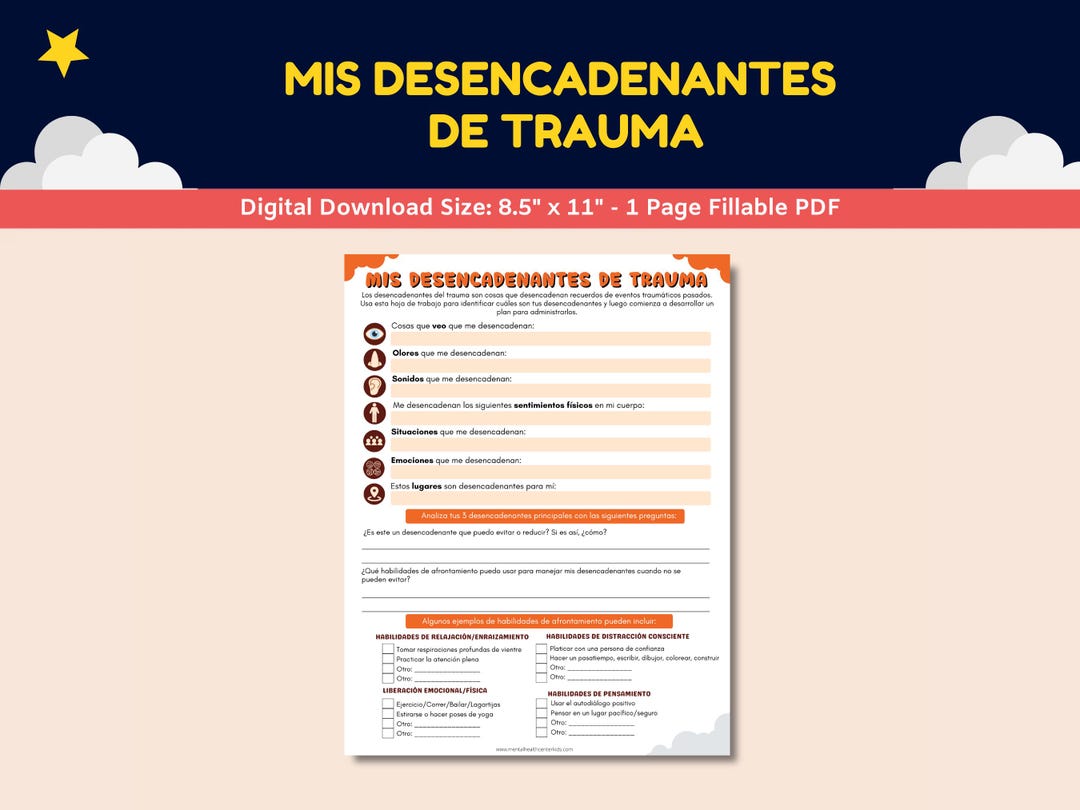 Spanish Trauma/ptsd Worksheet for Kids-teens - Mis Desencadenantes De ...
