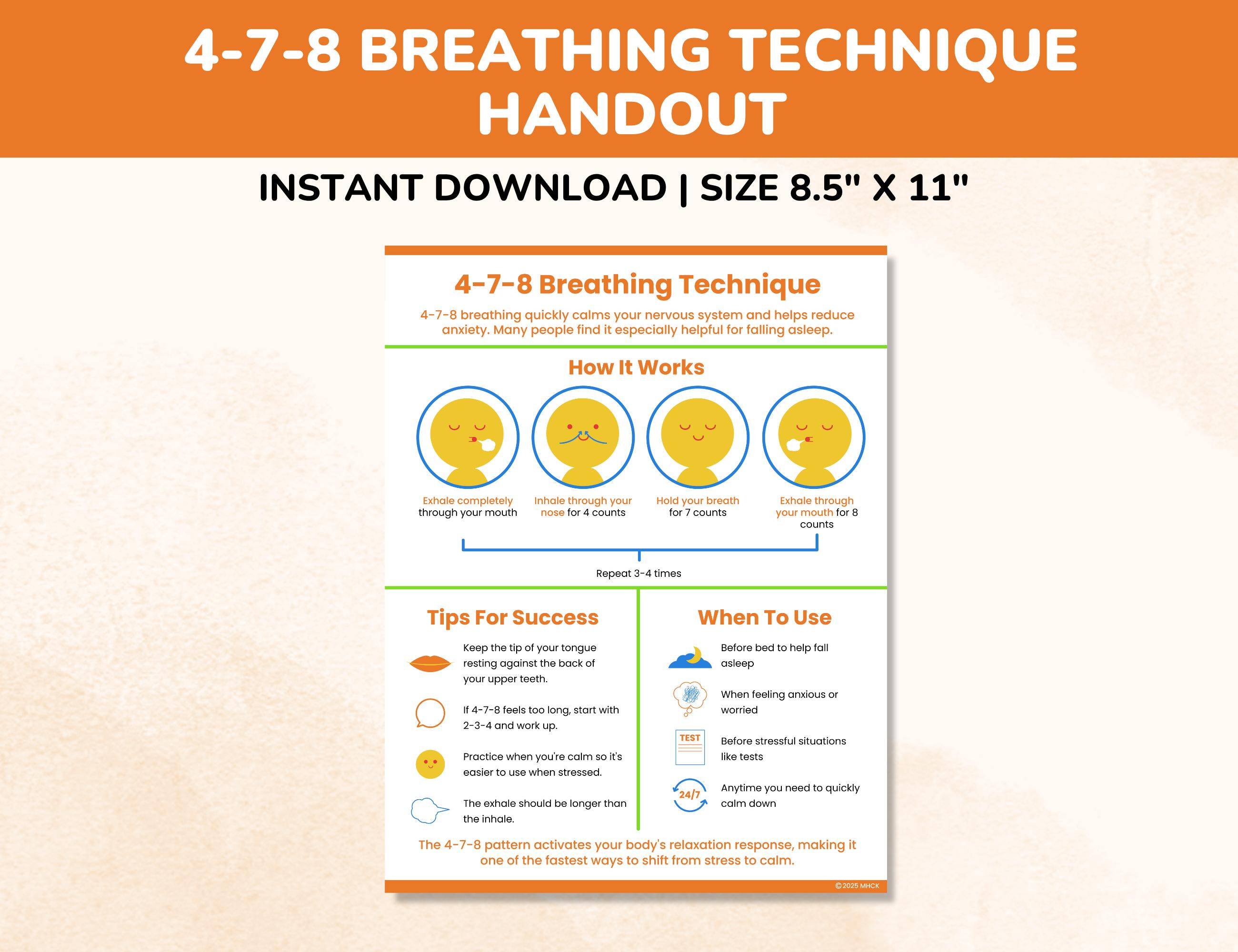 4-7-8 Breathing Technique-coping Skills for Kids Teens-deep Breathing ...
