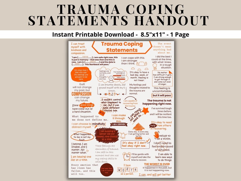 Trauma Coping Statements Positive Affirmations Kids Teens | Etsy