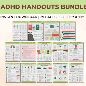ADHD/ADD Handouts Bundle for Kids-teens-29 Pgs-attention Deficit ...