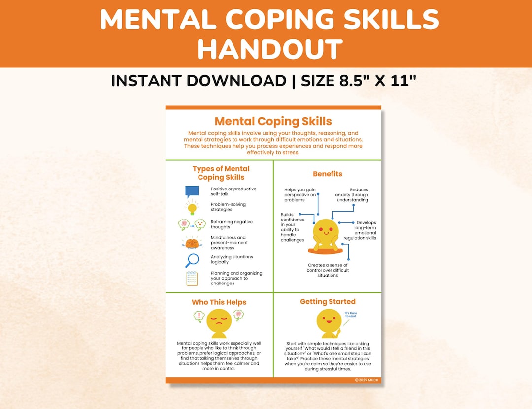Mental/thinking Coping Skills Handout-cognitive Coping Kids Teens ...