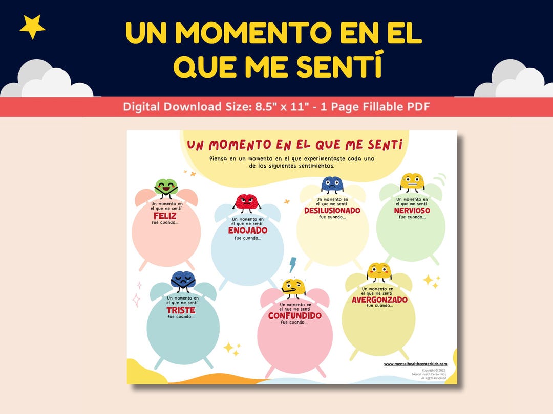 Spanish Feelings/emotions Worksheet for Kids-teens - Un Momento En El ...