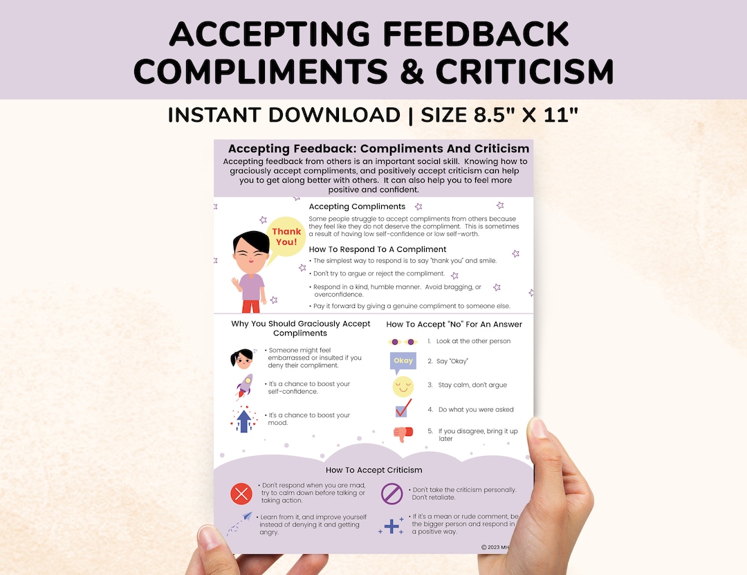 Accepting Feedback Compliments & Criticism Social Skills Poster Kids ...