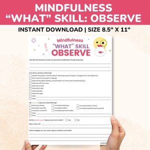 DBT Mindfulness WHAT Skills Worksheets 3-pages-observe-describe ...