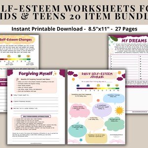 Self-esteem Worksheets 20 Item Printable Bundle for Kids & | Etsy