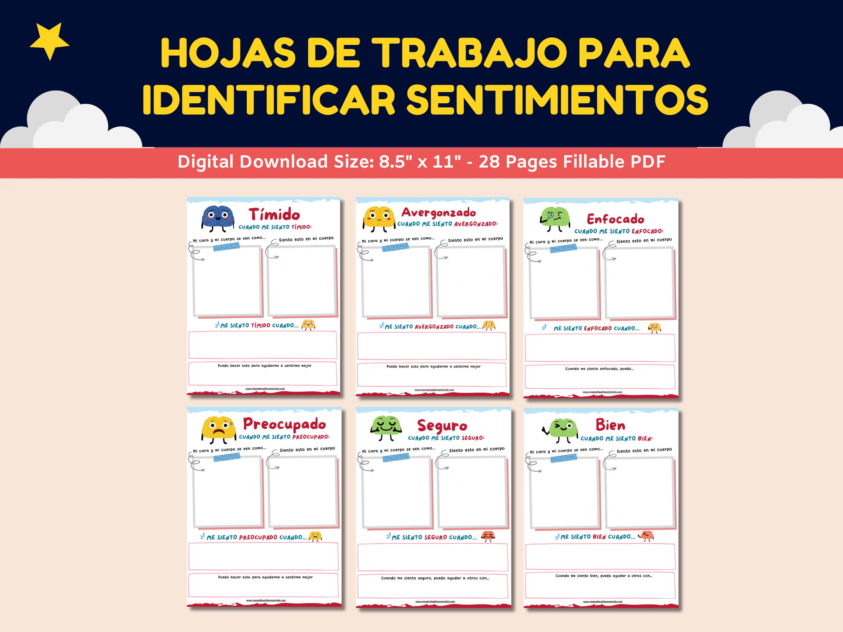 Spanish Feelings/emotions Worksheets for Kids-teens - Hojas De Trabajo ...