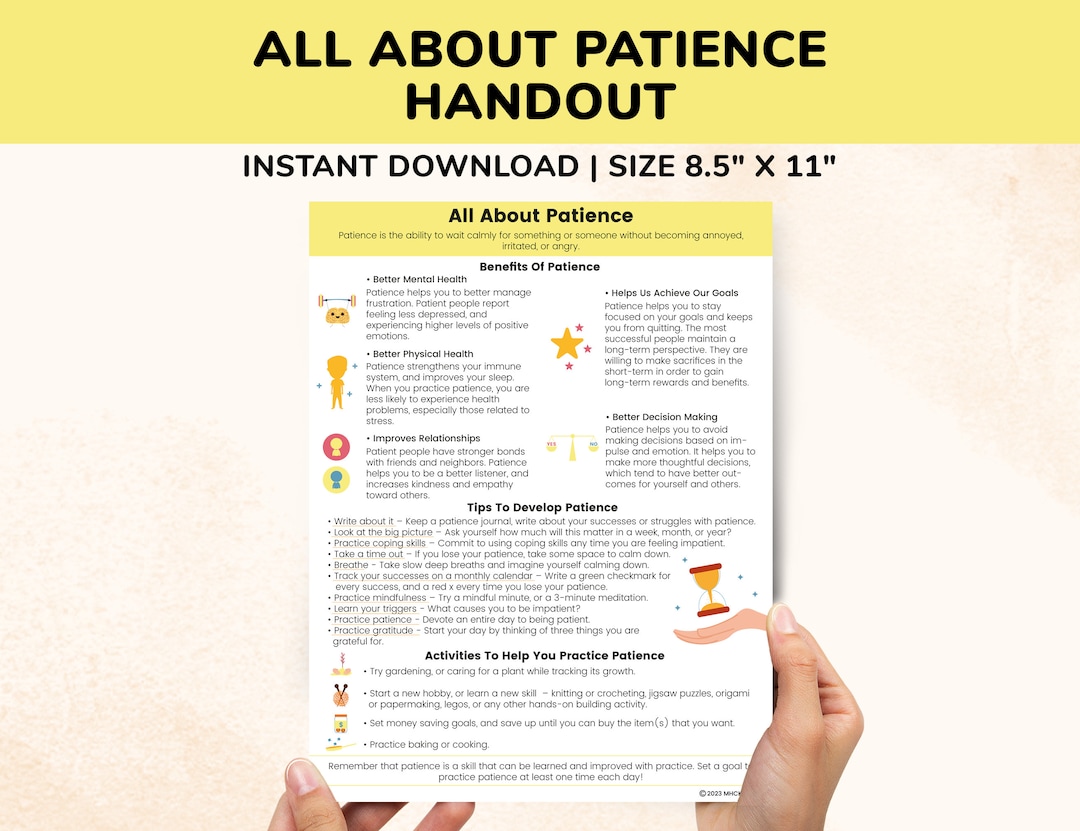 Patience Printable Poster PDF Character Education for Kids Teens ...