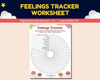 Feelings Emotions Monthly Tracker, Printable Worksheet for Kids ...