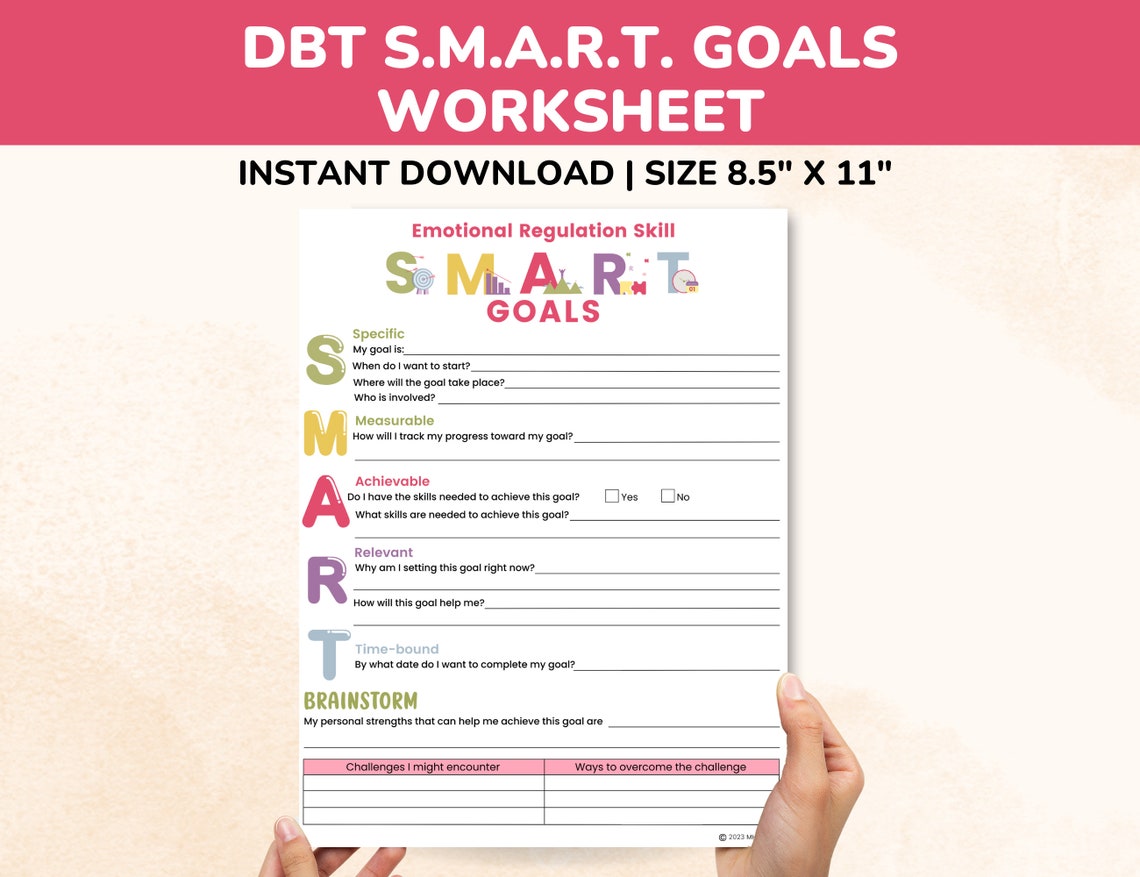 DBT SMART Goals Worksheet Fillable Pdf-emotion Regulation Skills ...