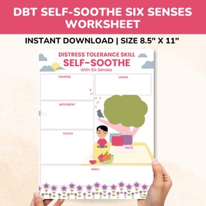 DBT Self-soothe With 6 Senses Worksheets 3-pages-distress Tolerance ...