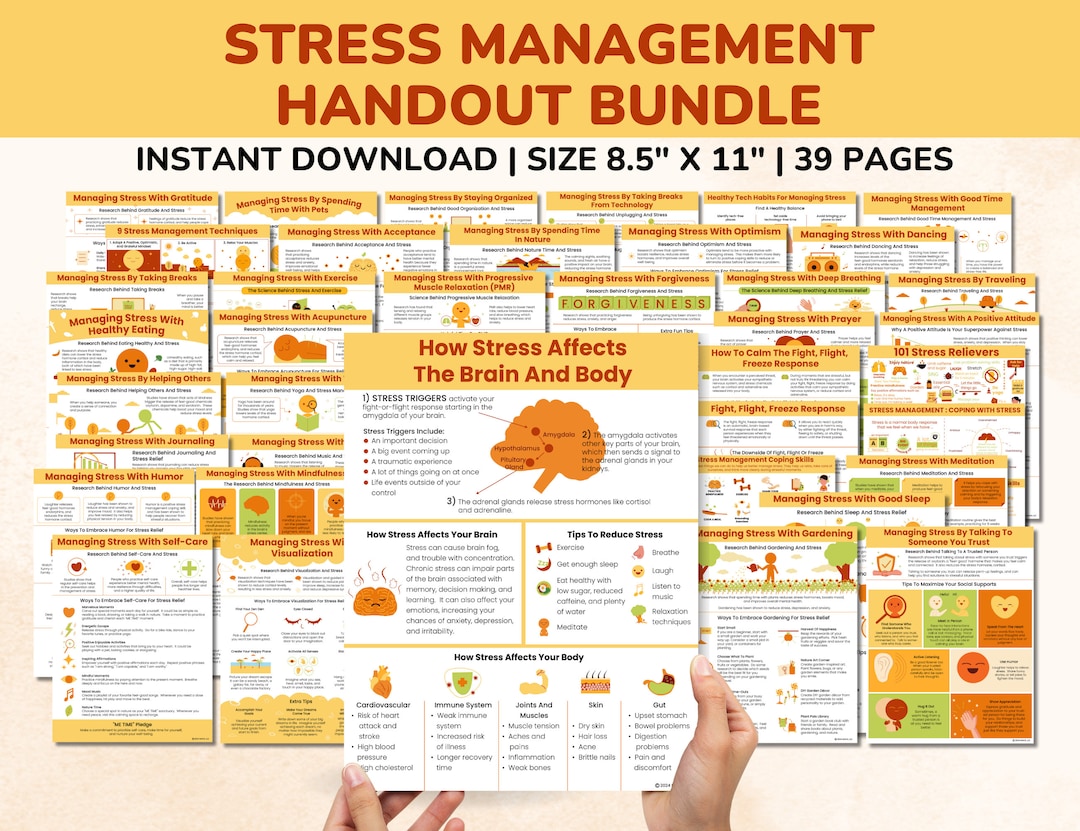 Stress Management Techniques Handout Bundle-39 Pages-stress Relief ...