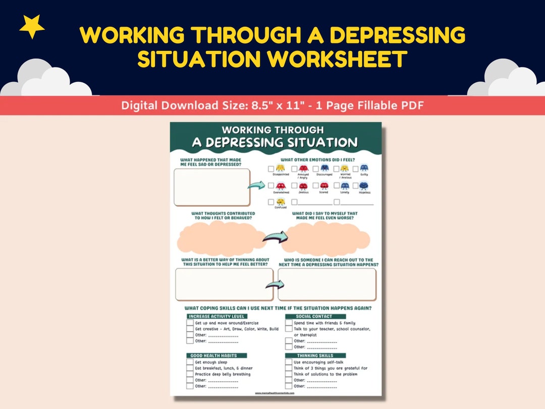Depression Worksheet Working Through A Depressing Situation Mental ...