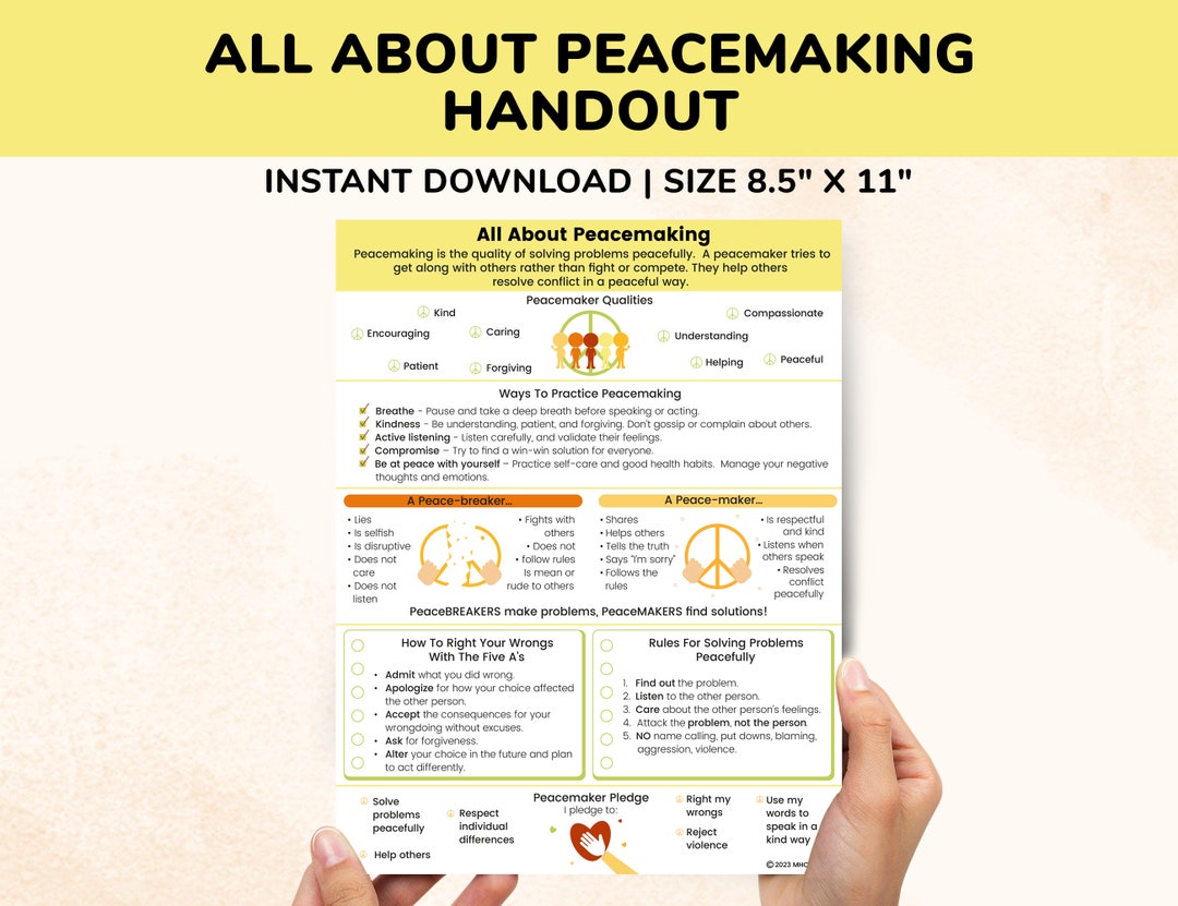 Peacemaking Poster for Kids Teens-character Education Character ...